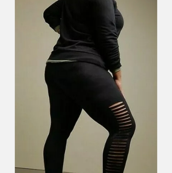 torrid | Pants & Jumpsuits | Premium Legging Slashed Ladder Side Black ...